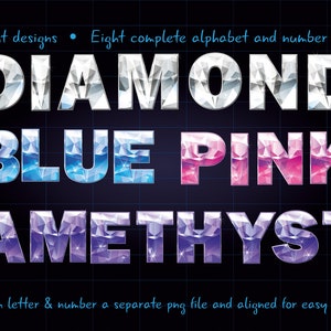 Diamond Alphabet - Diamond Font - Blue Diamond, Pink Diamond, Amethyst ...