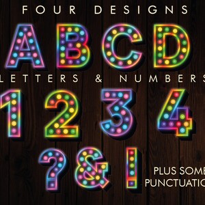 Neon Marquee Lights Alphabet - Colorful Marquee Font - Marquee Letters ...