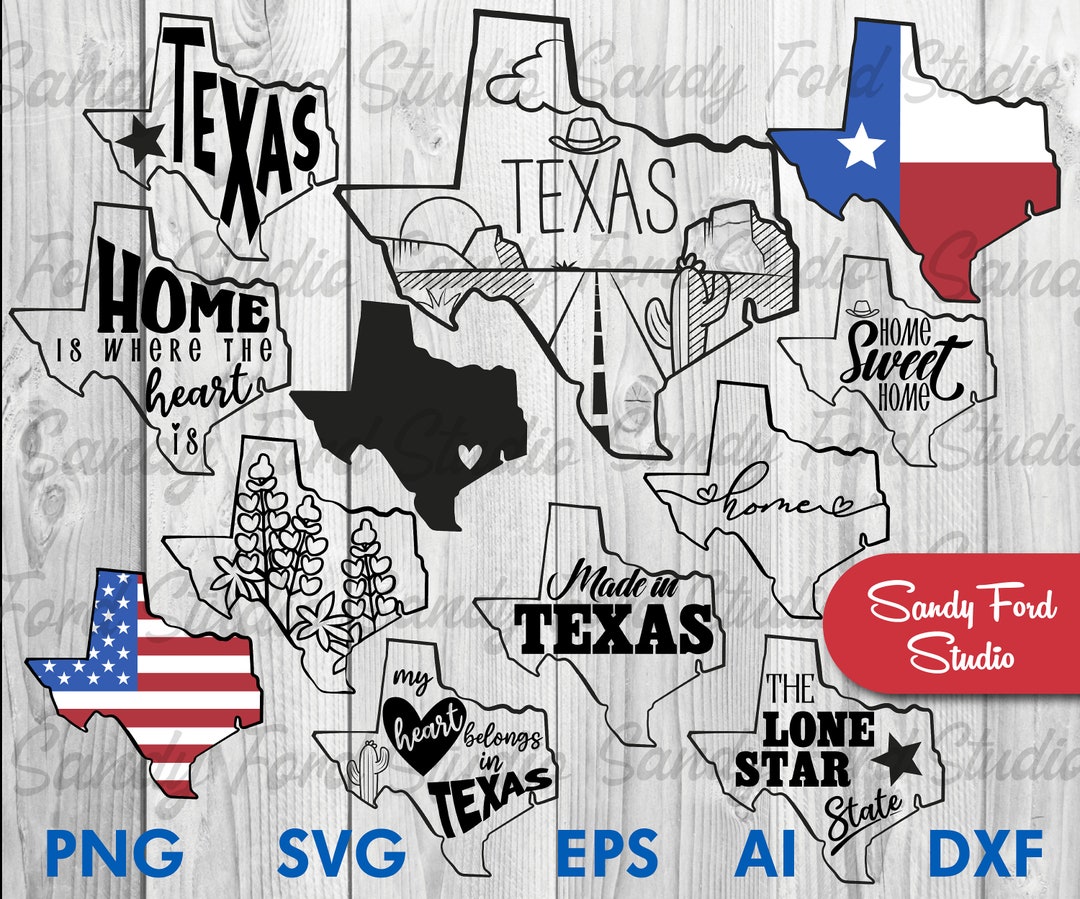 Texas State SVG Bundle, Texas Clipart, Texas Outline, Texas PNG, Texas ...