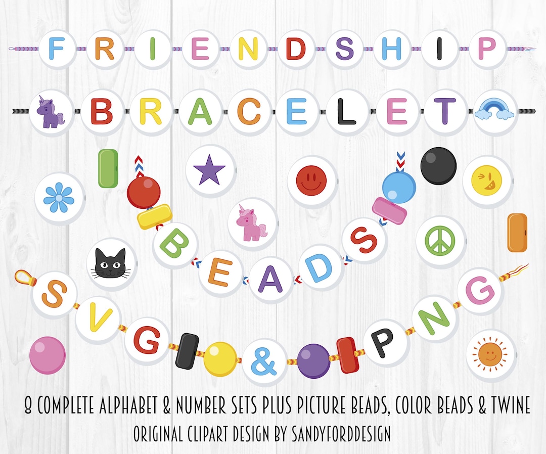 Friendship Bracelet Bead Alphabet Clipart: SVG, PNG (digital Download ...