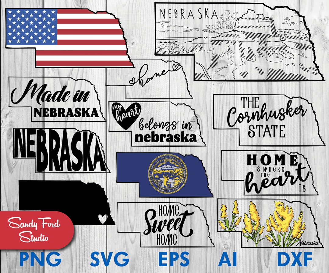 Nebraska State SVG Bundle, Nebraska Clipart, Nebraska Outline, Nebraska ...