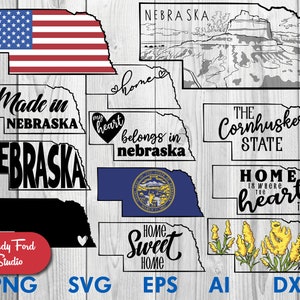 Nebraska State SVG Bundle, Nebraska Clipart, Nebraska Outline, Nebraska ...