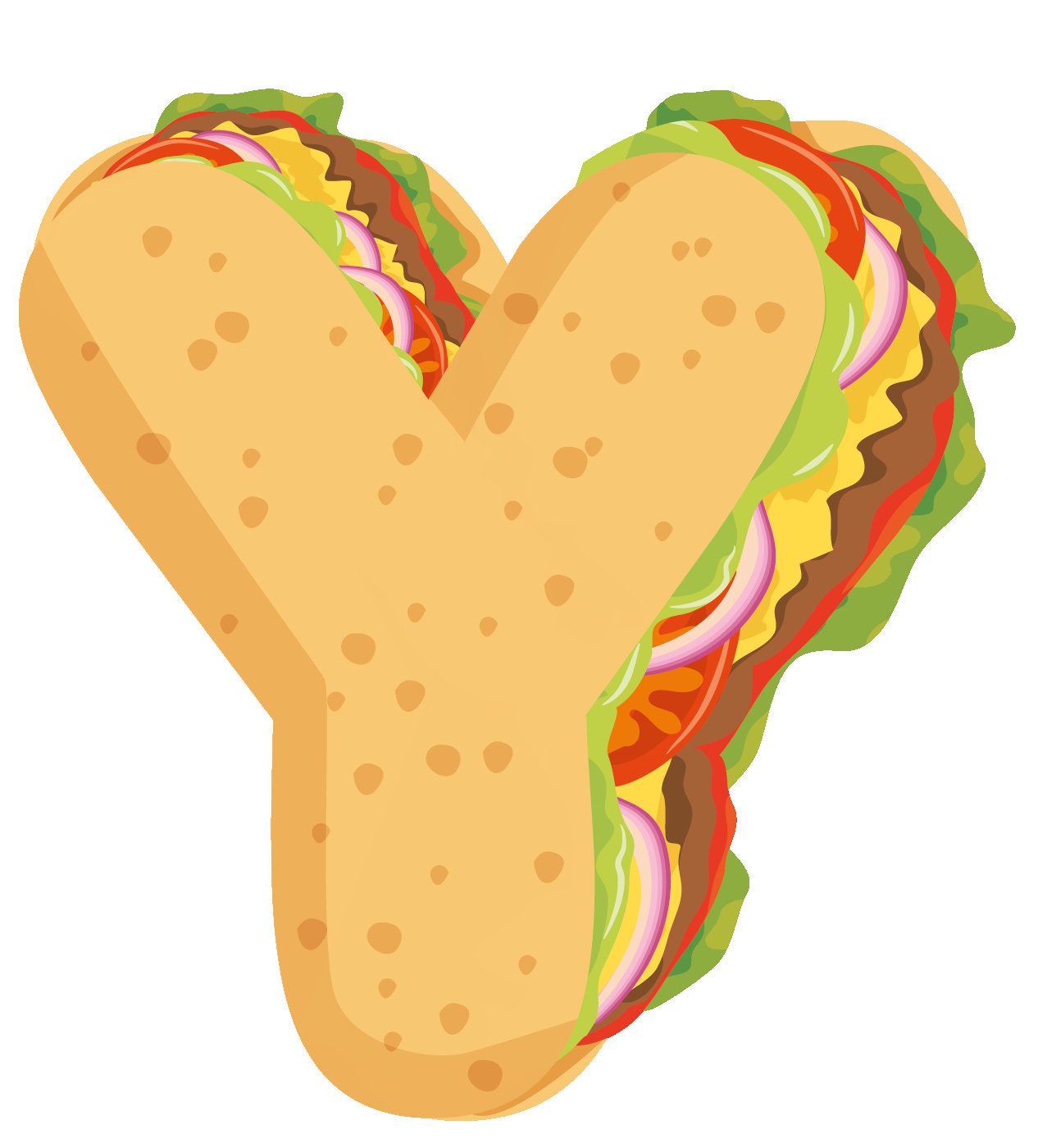 Taco Alphabet Clipart: Letters, Numbers, Glyphs (PNG, EPS, AI) - Etsy
