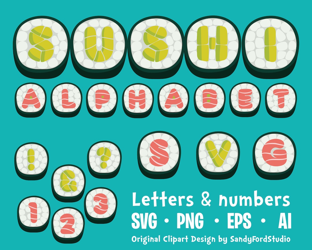 Sushi Alphabet SVG - Sushi Letters, Sushi Clipart Font, Png, Ai, Eps ...