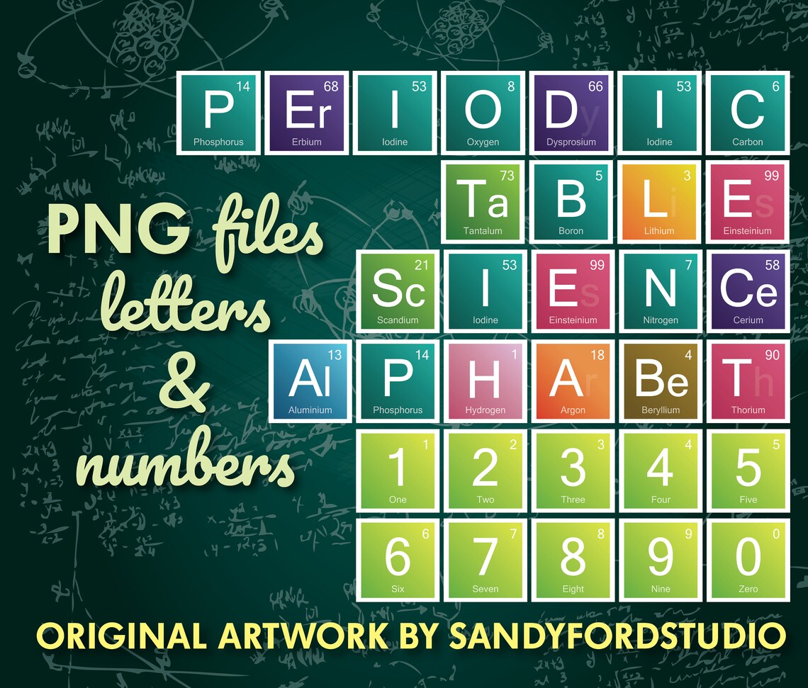 Science Alphabet - Periodic Table Letters - 90+ Letters - Png's, and ...