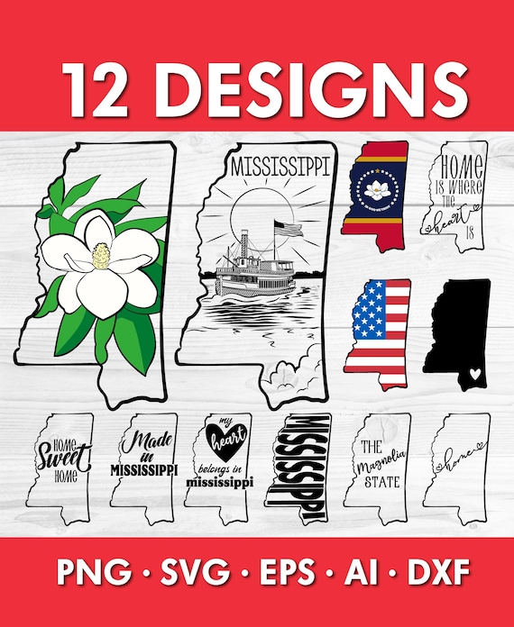 Mississippi Outline With Flag