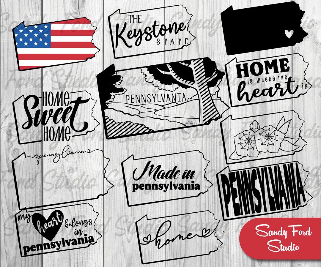 Pennsylvania State SVG Bundle: Clipart, Outline, Vector (instant ...