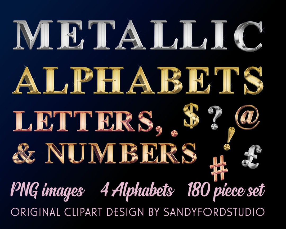 Metallic Alphabets - Gold ,silver, Bronze, Rose Gold Letters, Numbers ...