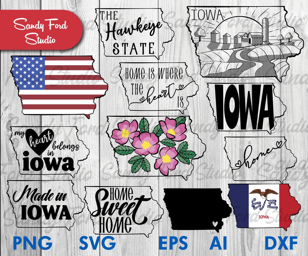 Iowa State Outline SVG Bundle: Clipart, Cut Files (instant Download) - Etsy