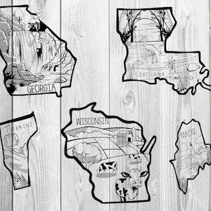 USA State Outlines SVG and PNG Bundle: Clipart, Shapes (digital ...