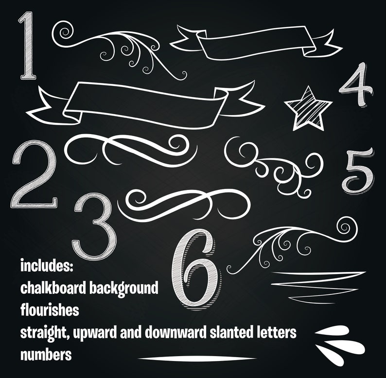 Chalkboard Alphabet Letters PNG | Ornate Chalkboard Font Clipart With ...