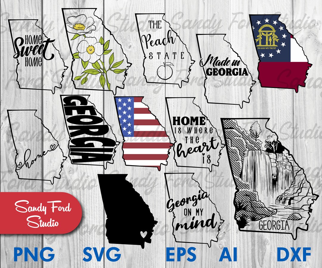 Georgia State SVG Bundle, Georgia Clipart, Georgia Outline, Georgia PNG ...
