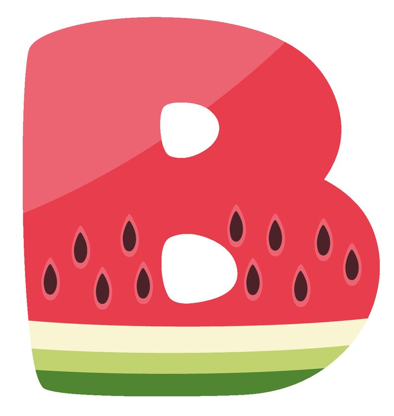 Watermelon Alphabet Clipart Fruit Letters Numbers and - Etsy