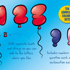 Balloon Alphabet - Letters and Numbers - Ten Complete Sets in Different ...