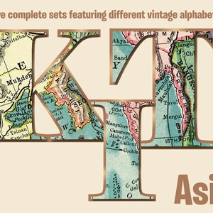 Vintage Map Alphabet PNG Font: Antique Cartography Letters (instant ...