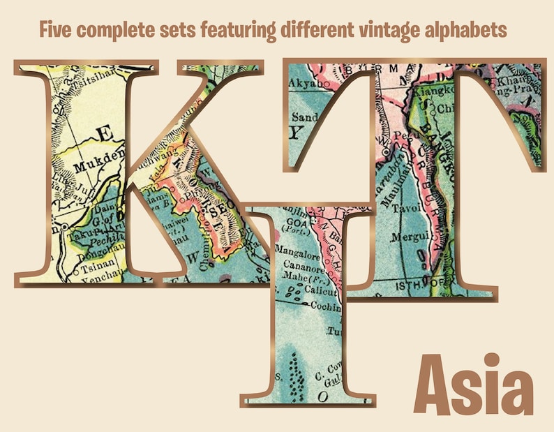 Vintage Map Alphabet PNG Font: Antique Cartography Letters (instant ...
