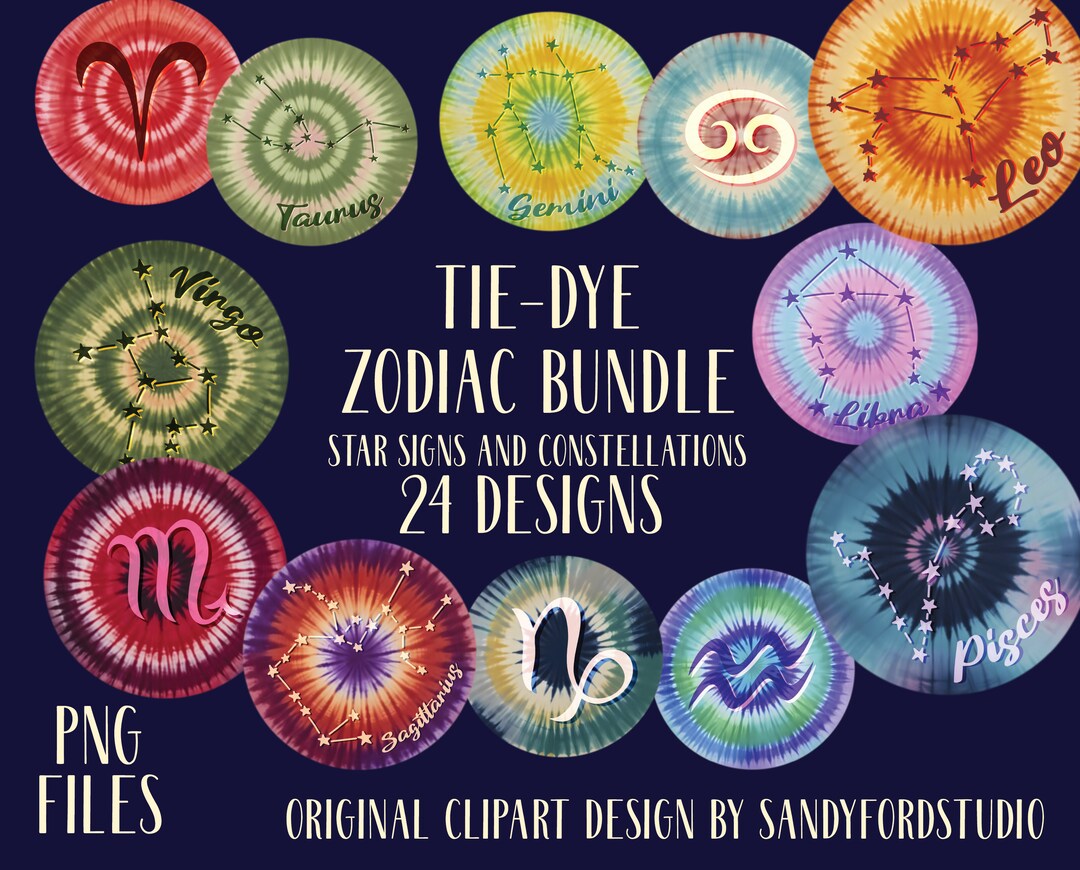 Tie-dye Zodiac Constellations and Star Signs PNG Files - Astrology ...