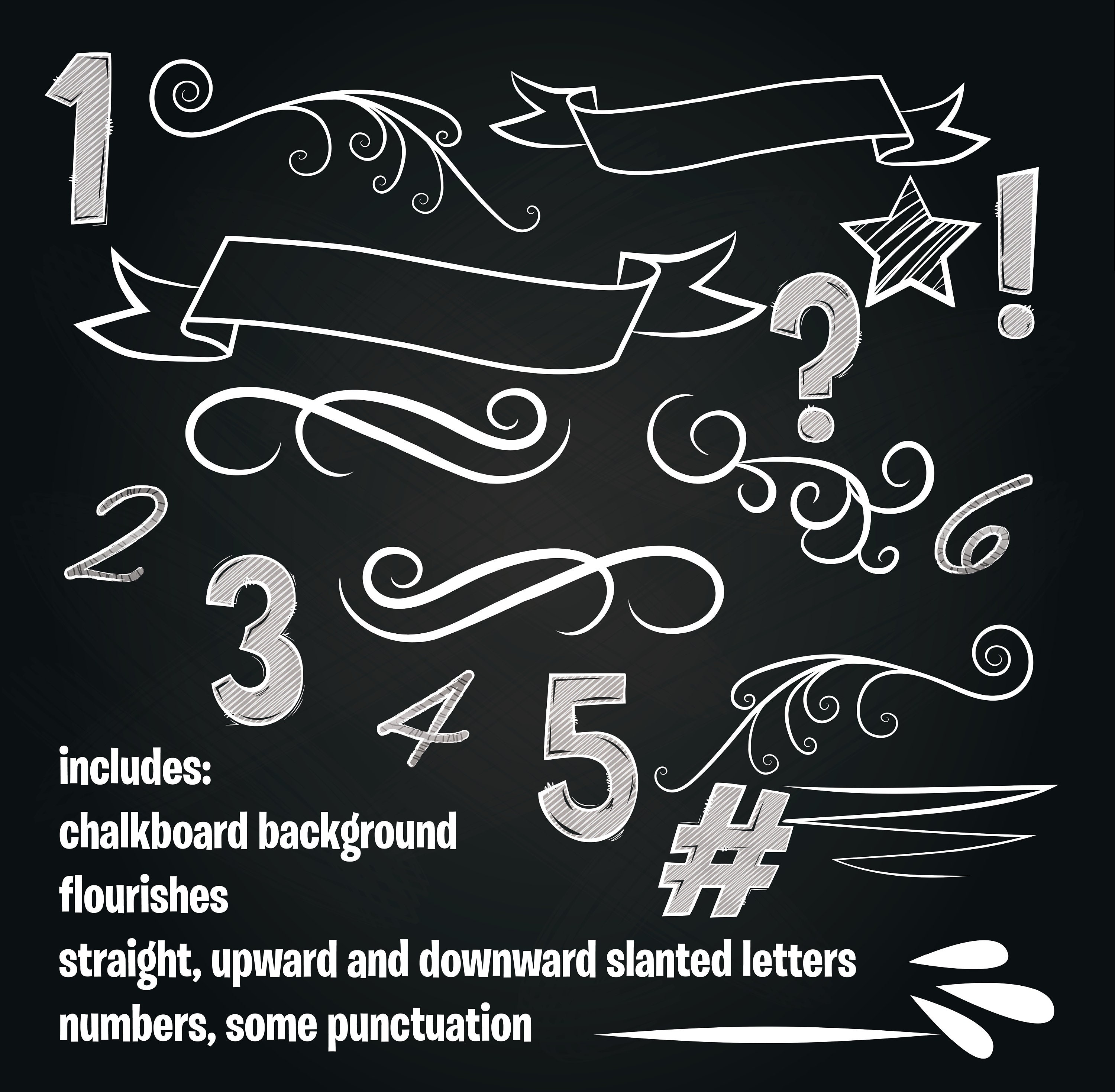 Chalkboard Alphabet PNG Clipart: Ornate Digital Lettering Kit With ...