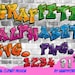 Bubble Graffiti Clipart Alphabet Letters and Numbers Pink, Blue, Yellow ...