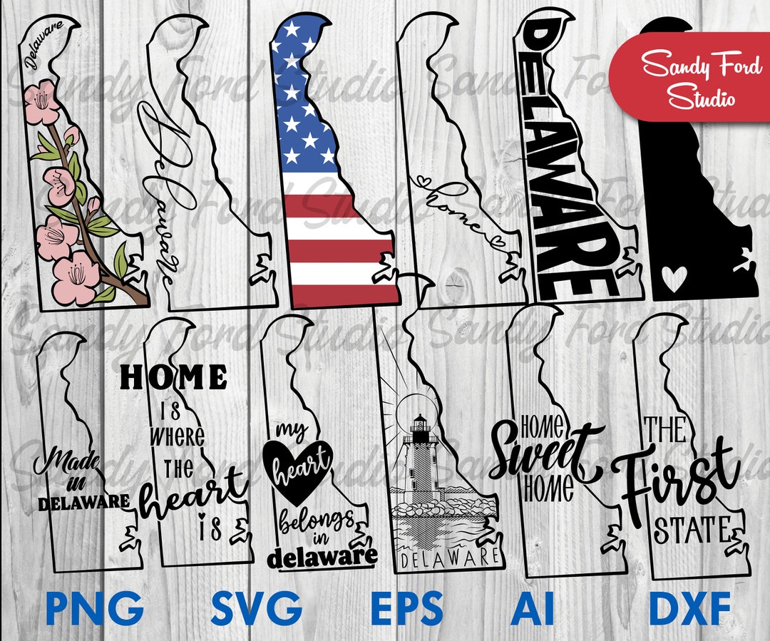 Delaware State SVG Bundle, Delaware Clipart, Delaware Outline, Delaware ...