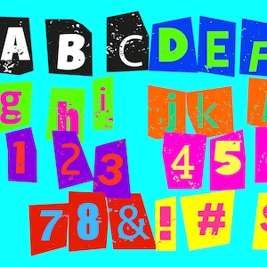 Punk Alphabet Clipart: Distressed Ransom Letters, Numbers (SVG, PNG ...