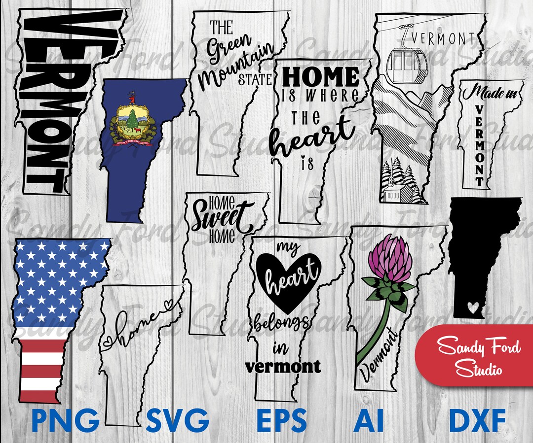 Vermont State SVG Bundle, Vermont Clipart, Vermont Outline, Vermont PNG ...