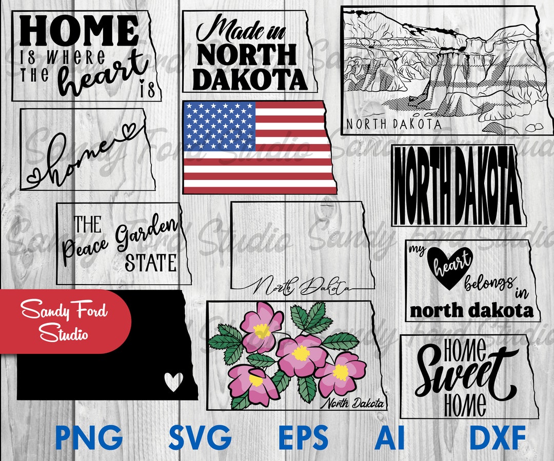 North Dakota State SVG Bundle, North Dakota Clipart, North Dakota ...