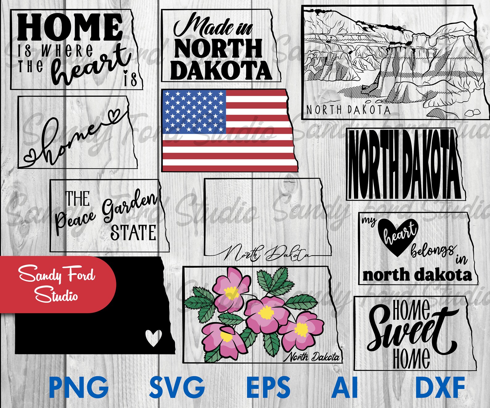 North Dakota SVG Bundle: State Outline Clipart (digital Download) - Etsy