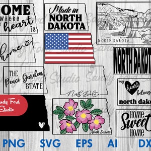 North Dakota SVG Bundle: State Outline Clipart (digital Download) - Etsy