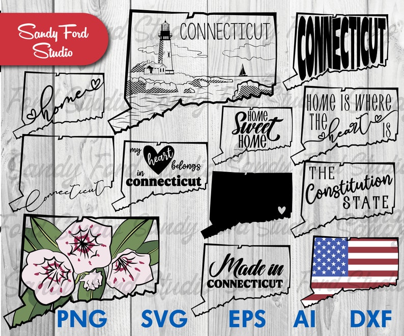Connecticut State SVG Bundle: Clipart, Outline, Vector (instant ...