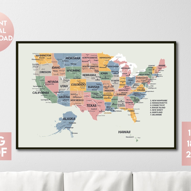 Usa Map Poster - Etsy
