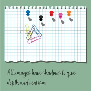 Ripped Note Paper - Sticky Notes - Paper Clips and Pins - 56 Piece ...