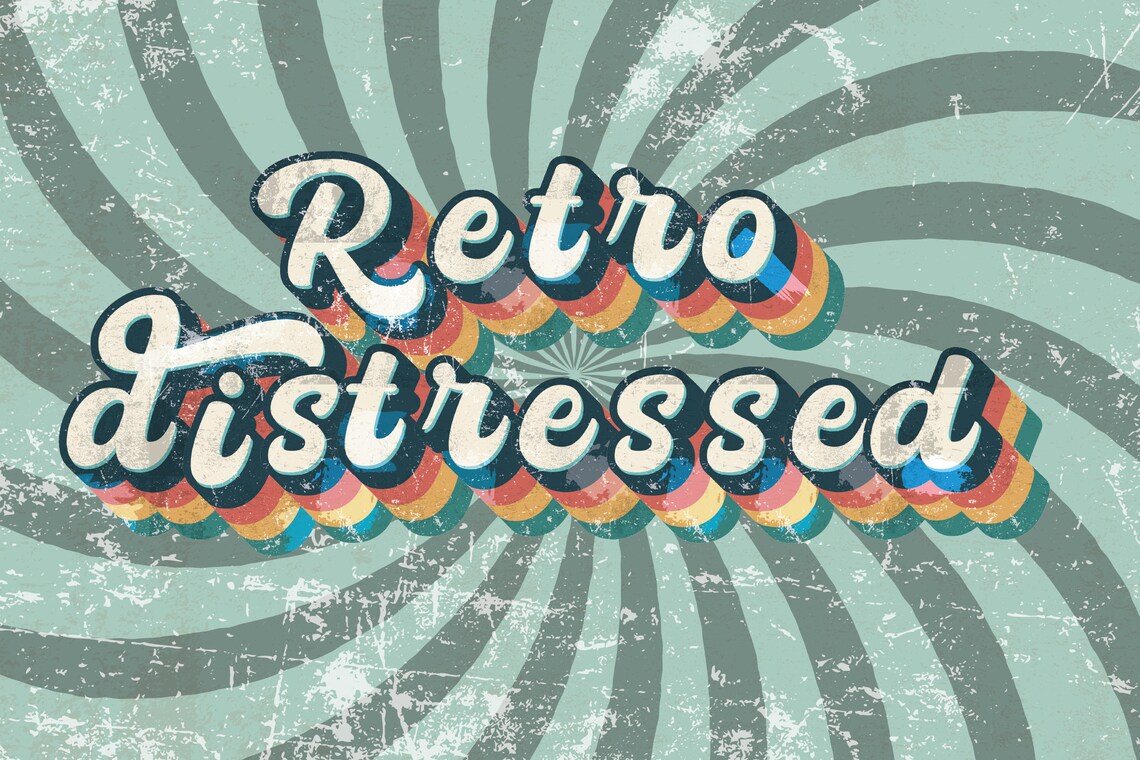 Retro Distressed Alphabet: Groovy Font PNG (digital Download) - Etsy