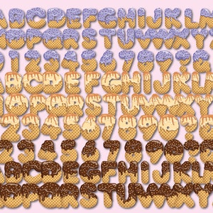 Ice Cream Waffle Alphabet – 9 Different Flavor Alphabets, PNG Letter ...
