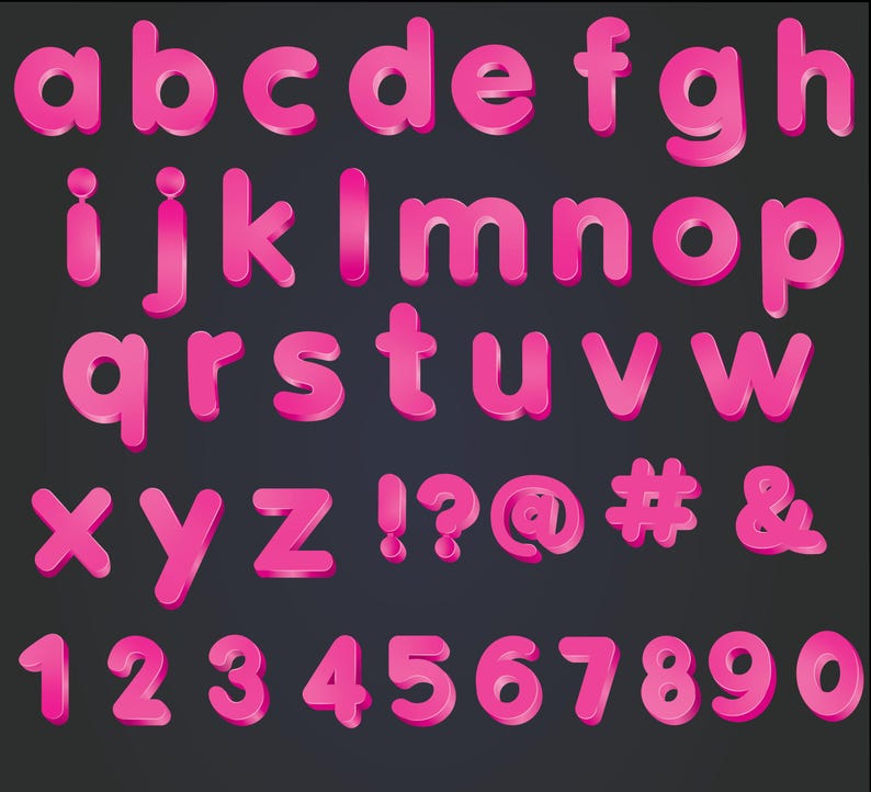 Fridge Magnet Alphabet Clipart: Lowercase Letters & Numbers (PNG Files ...
