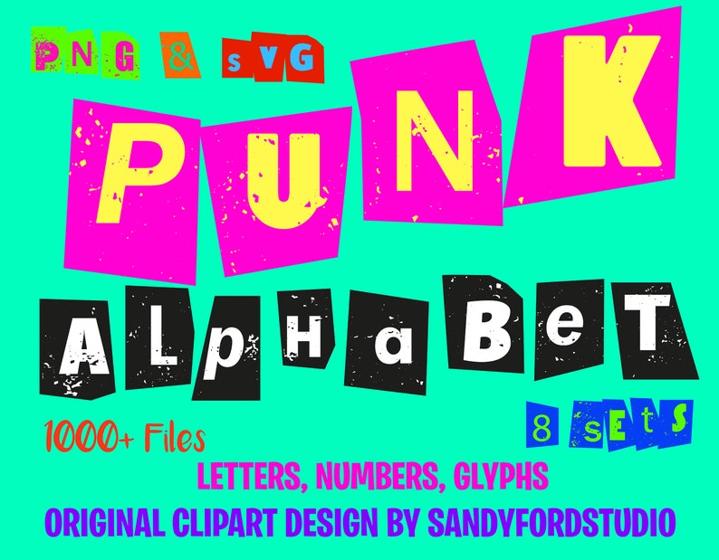 PUNK Alphabet Clipart Distressed Ransom Note Letters - Etsy