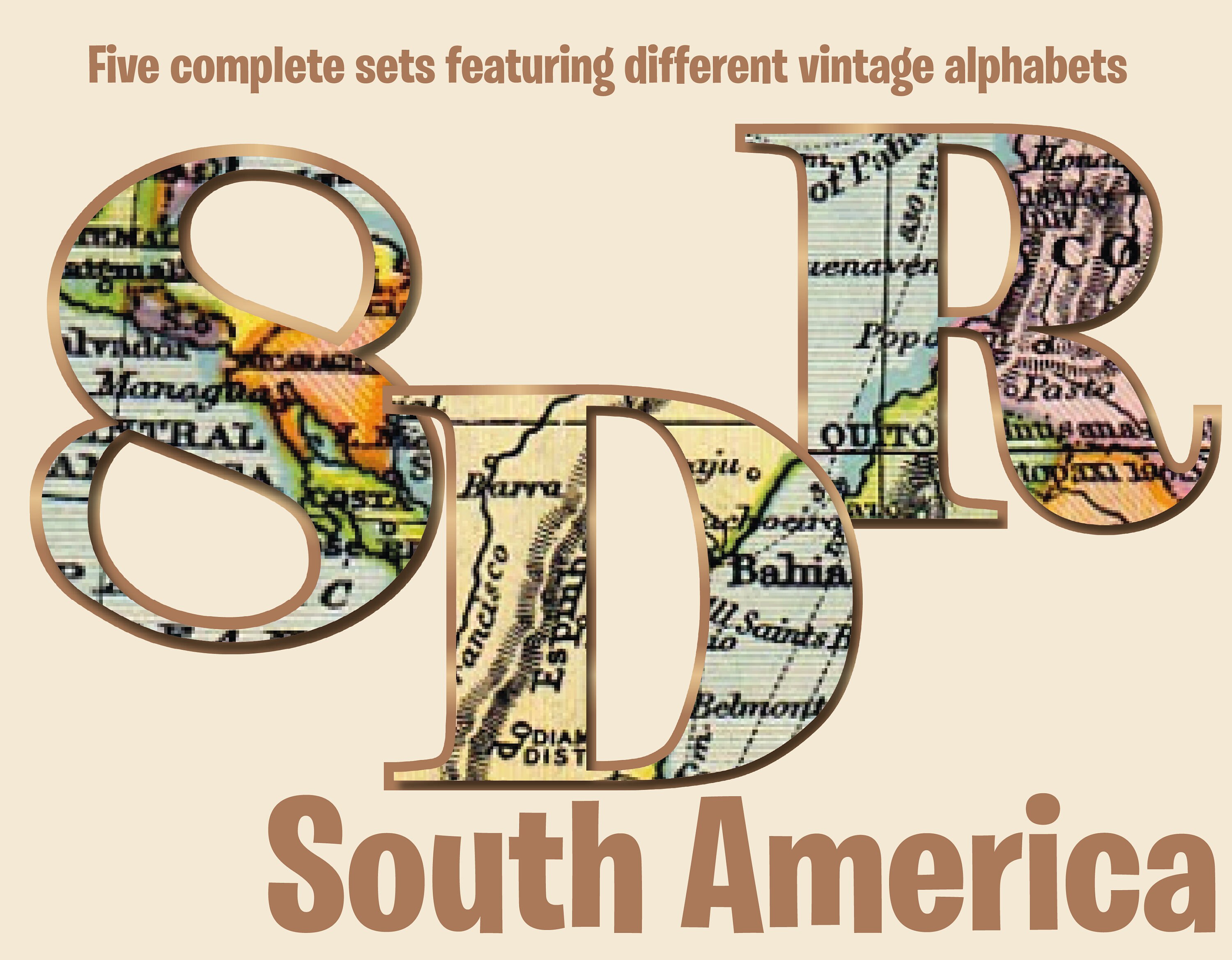 Vintage Map Alphabet PNG Font: Antique Cartography Letters (instant ...