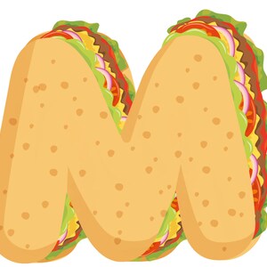 Taco Alphabet Clipart, Taco Letters, Numbers and Glyphs, Taco Svg, Png ...