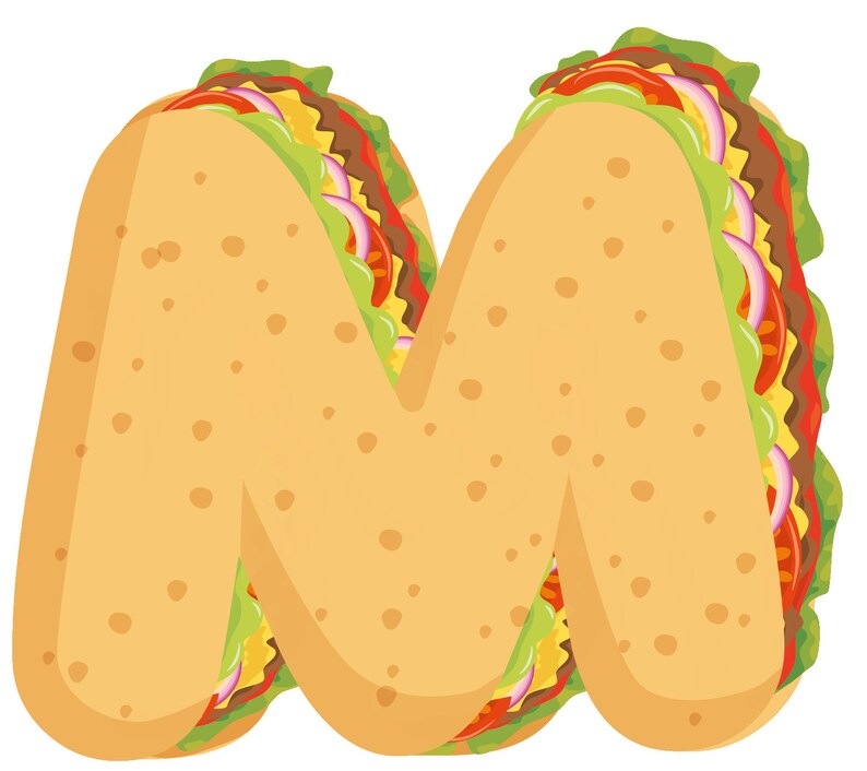 Taco Alphabet Clipart: Letters, Numbers, Glyphs (PNG, EPS, AI) - Etsy