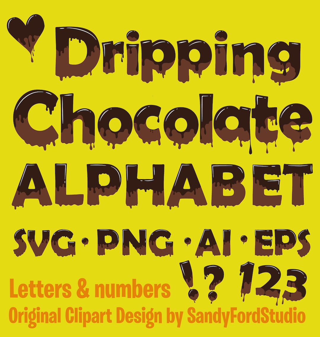 Dripping Chocolate Alphabet Clipart Set: SVG, PNG, EPS (digital ...