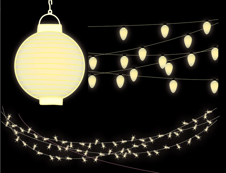 Glowing String Lights Clipart 80 Frames White Pink Blue - Etsy