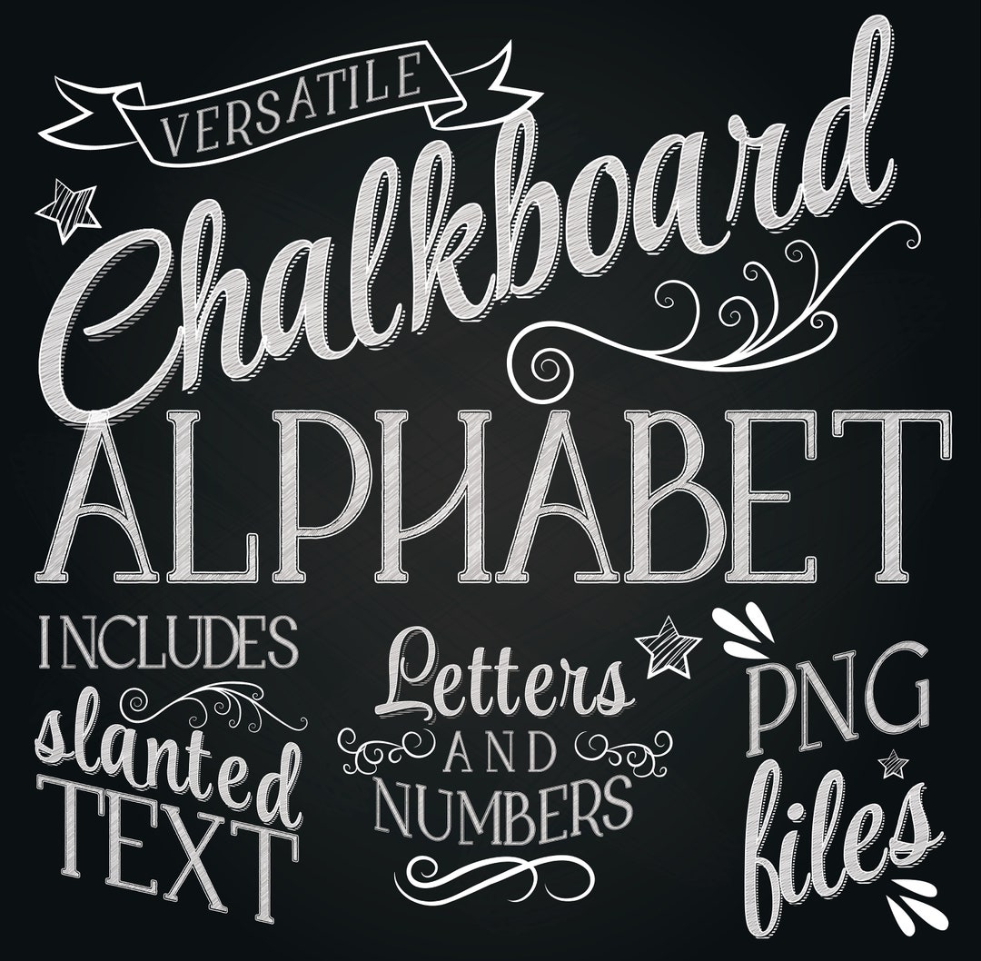 Chalkboard Alphabet PNG Clipart: Ornate Digital Lettering Kit With ...