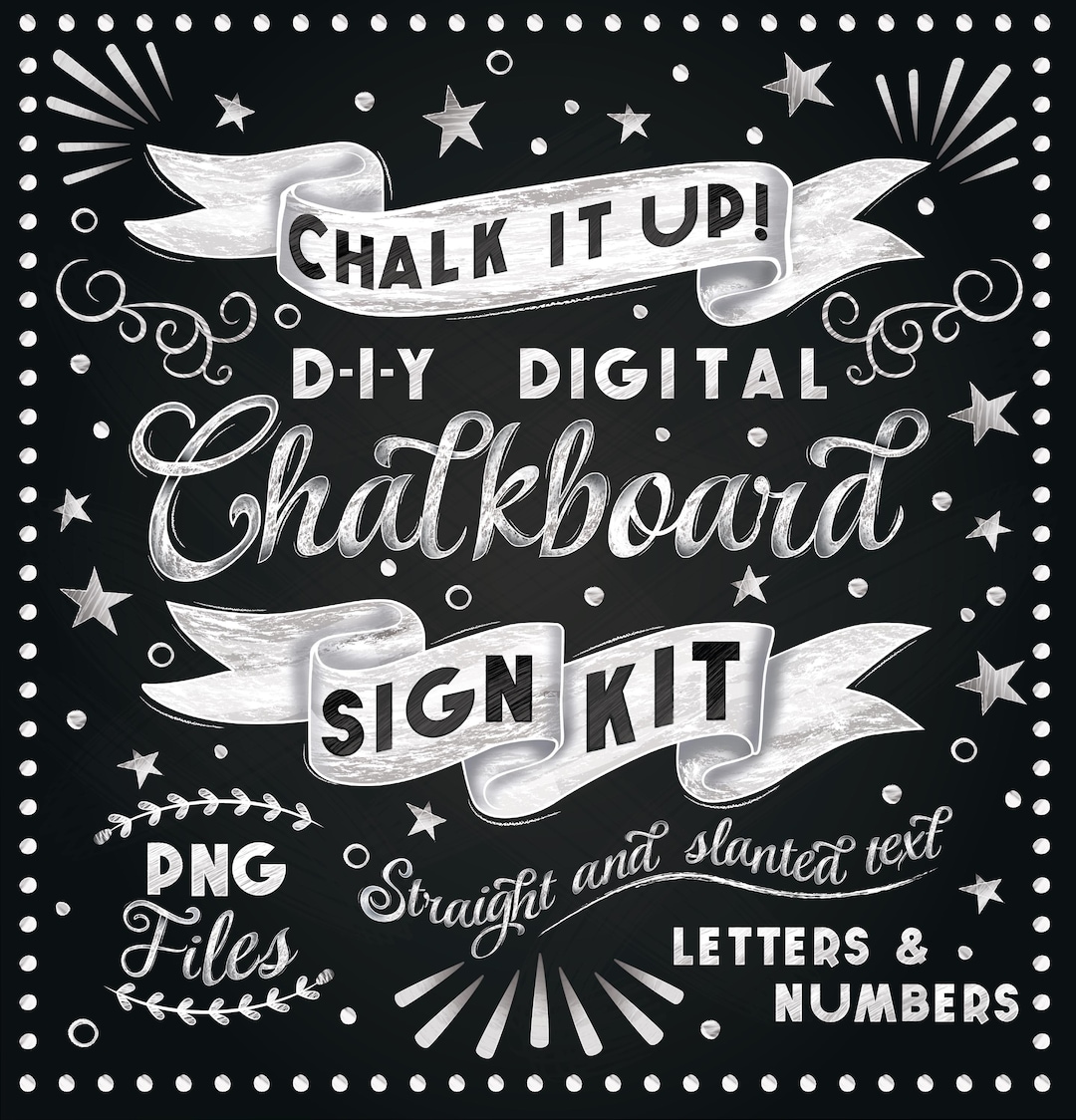 Chalkboard Alphabet PNG Clipart: Ornate Digital Lettering Kit With ...