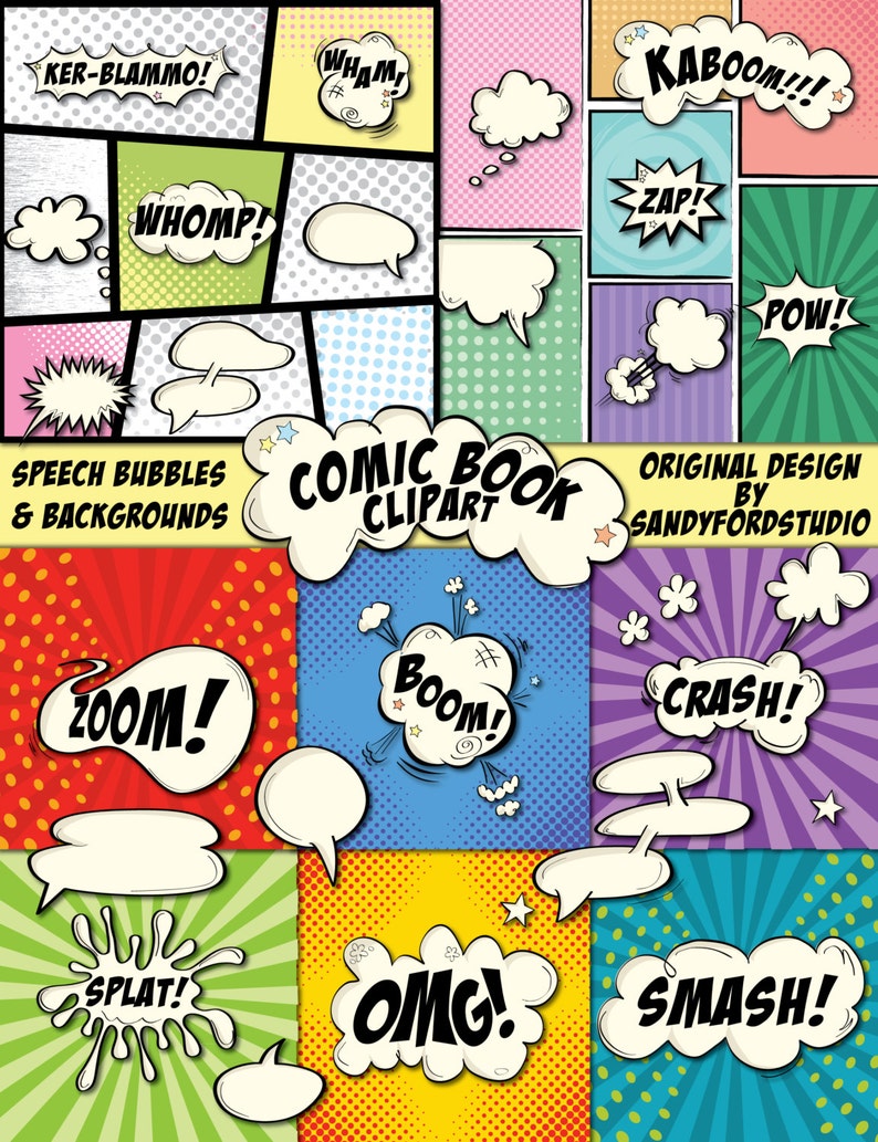 Comic Book Clipart Set 26 Piece ClipArt Collection 8 | Etsy
