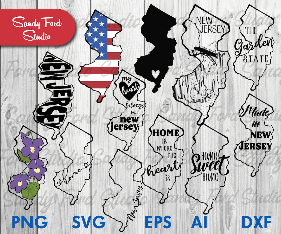 New Jersey State SVG Bundle, New Jersey Clipart, New Jersey Outline ...