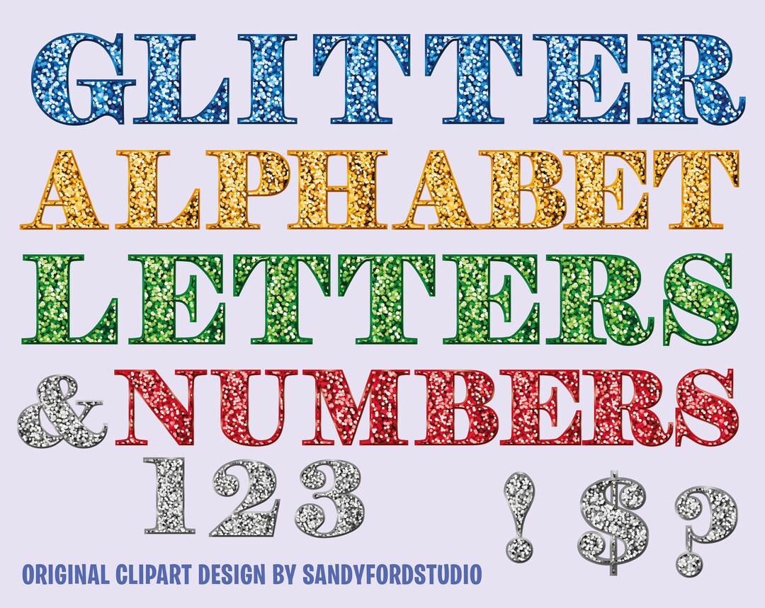 Glitter Alphabet, Glitter Letters and Numbers, Glitter Font PNG Files 5 ...