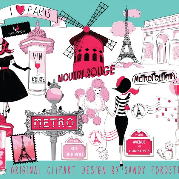 Paris Clipart - Etsy