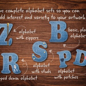Denim Alphabet Clipart – Ripped Jeans Texture Letters, 5 Styles (PNG ...