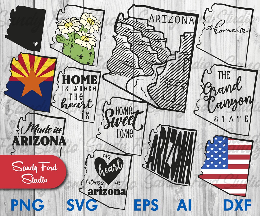 Arizona State SVG Bundle: Clipart, Outline, Vector (digital Download ...