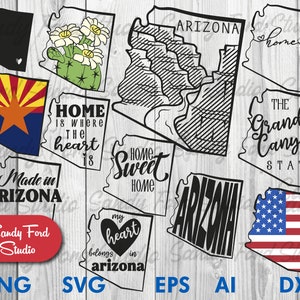 Arizona State SVG Bundle, Arizona Clipart, Arizona Outline, Arizona PNG ...